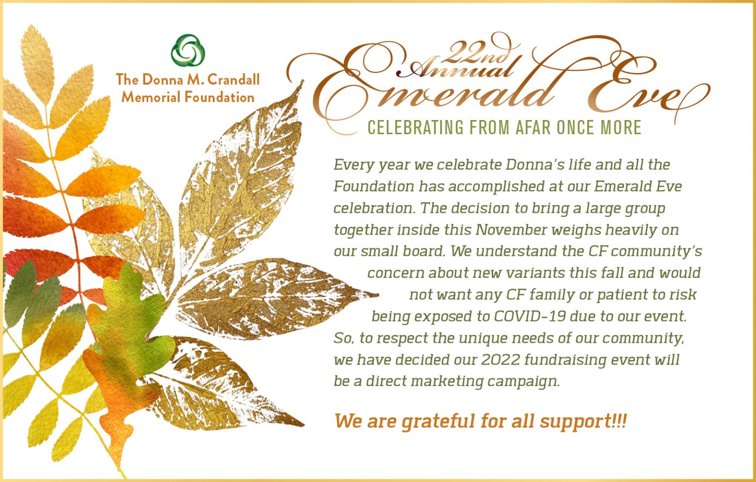22nd Annual Emerald Eve Update - The Donna M. Crandall Memorial Foundation